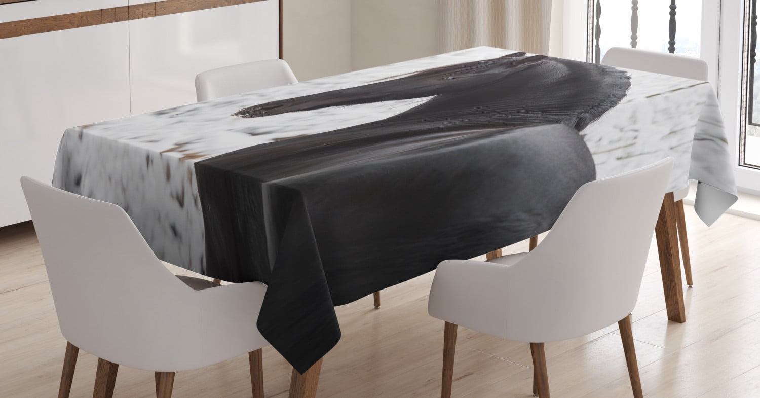 Ambesonne Animal Tablecloth Rectangular Table Cover, Snowy Winter ...