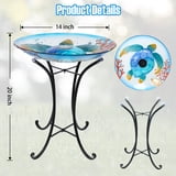 Wonder Garden Solar Bird Bath with Metal Stand, Glass Birdfeeders for ...