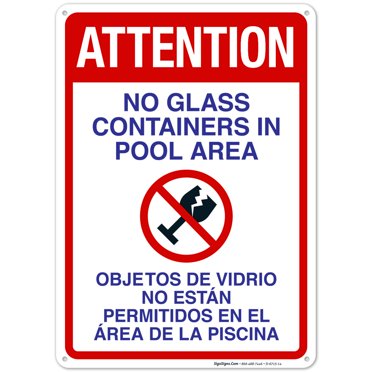 Pool Rules Sign, No Glass Allowed in Pool Area, - Walmart.com