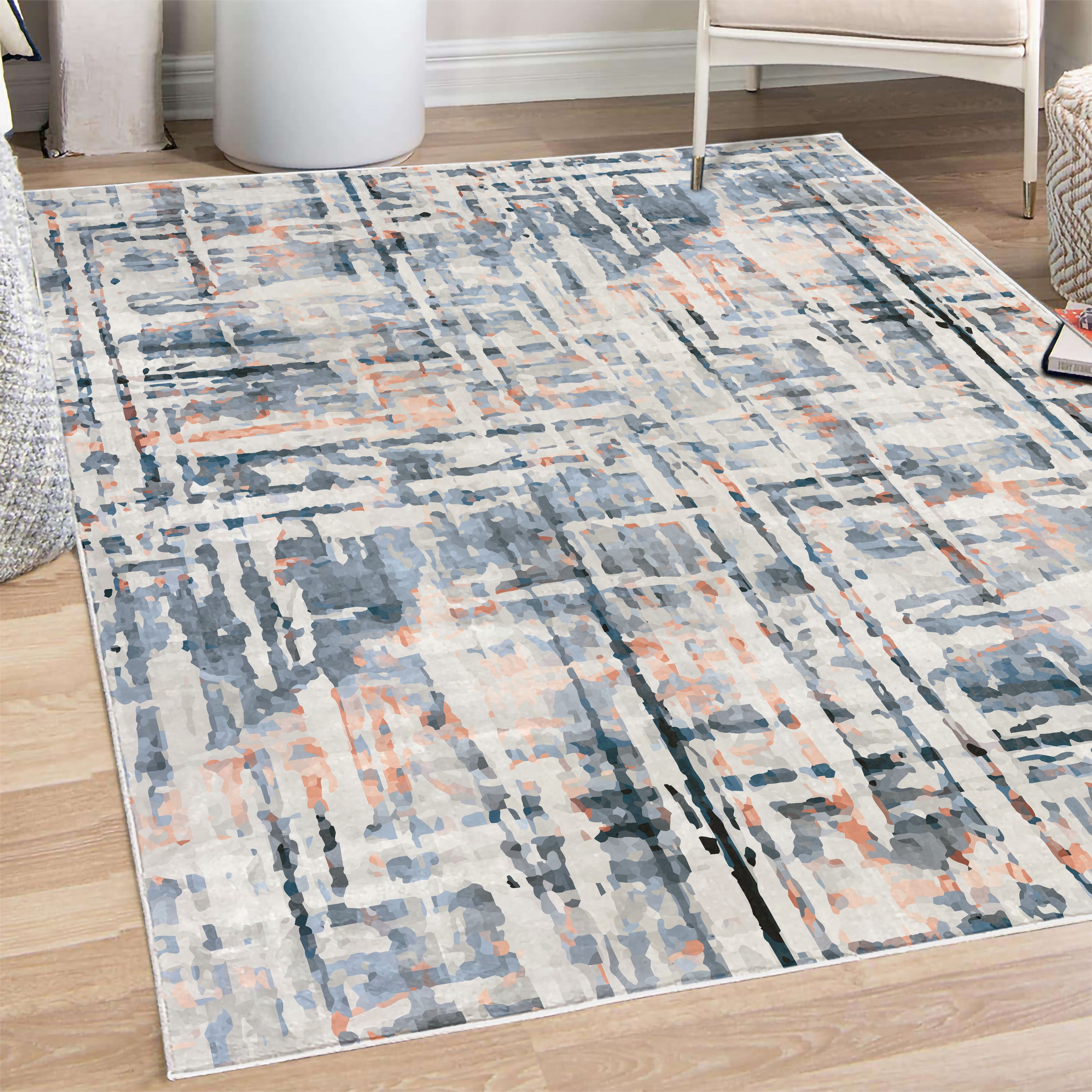 Grunge Decorative Rug, Abstract Paint Manifold Complicated Mixed and ...