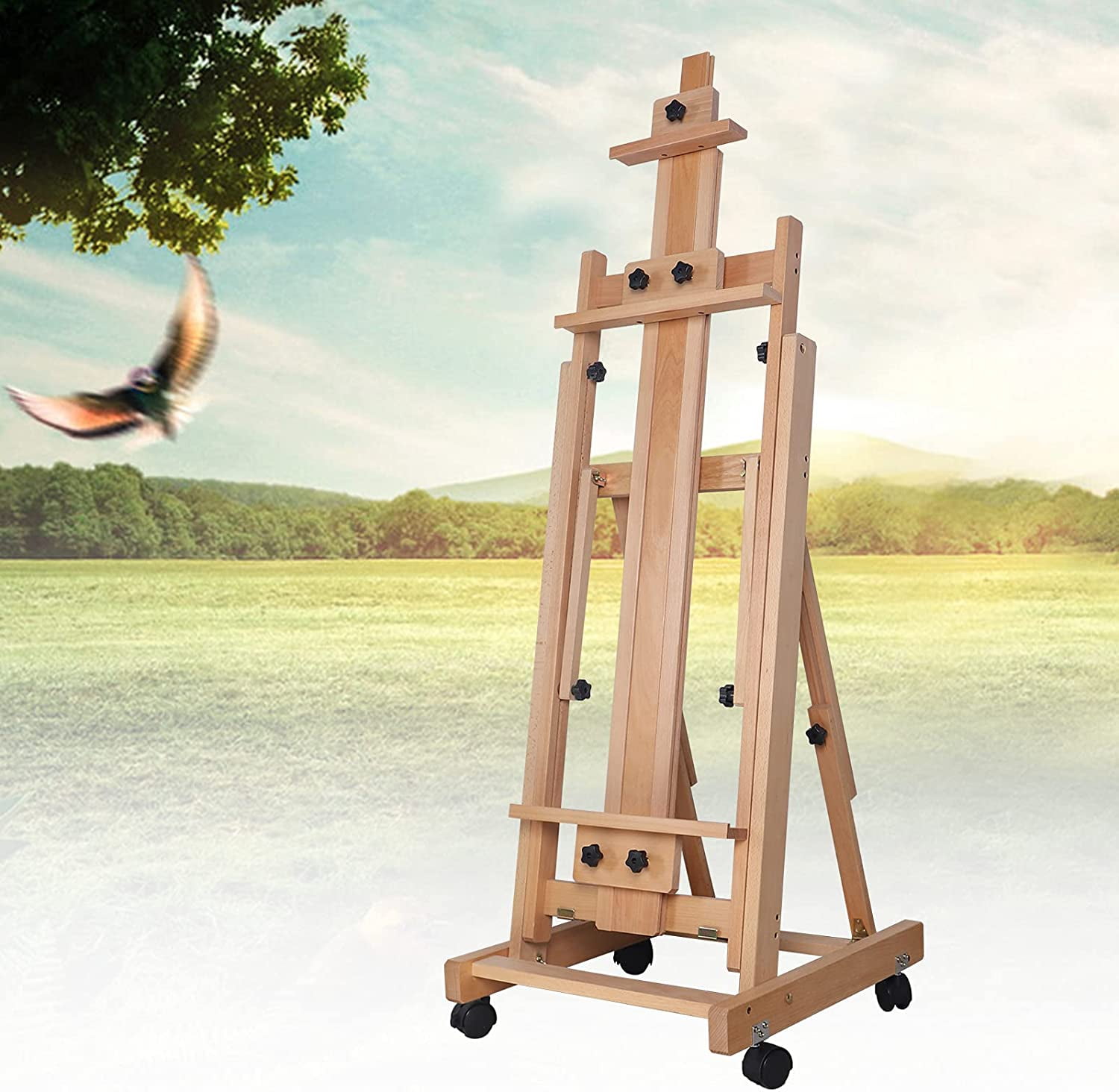Miumaeov Deluxe Movable H-Frame Studio Easel, Extra Large and Thicken ...