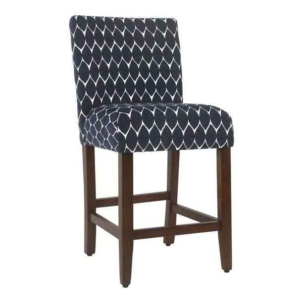 HomePop 24" Traditional Wood and Fabric Parsons Counter Stool in ...