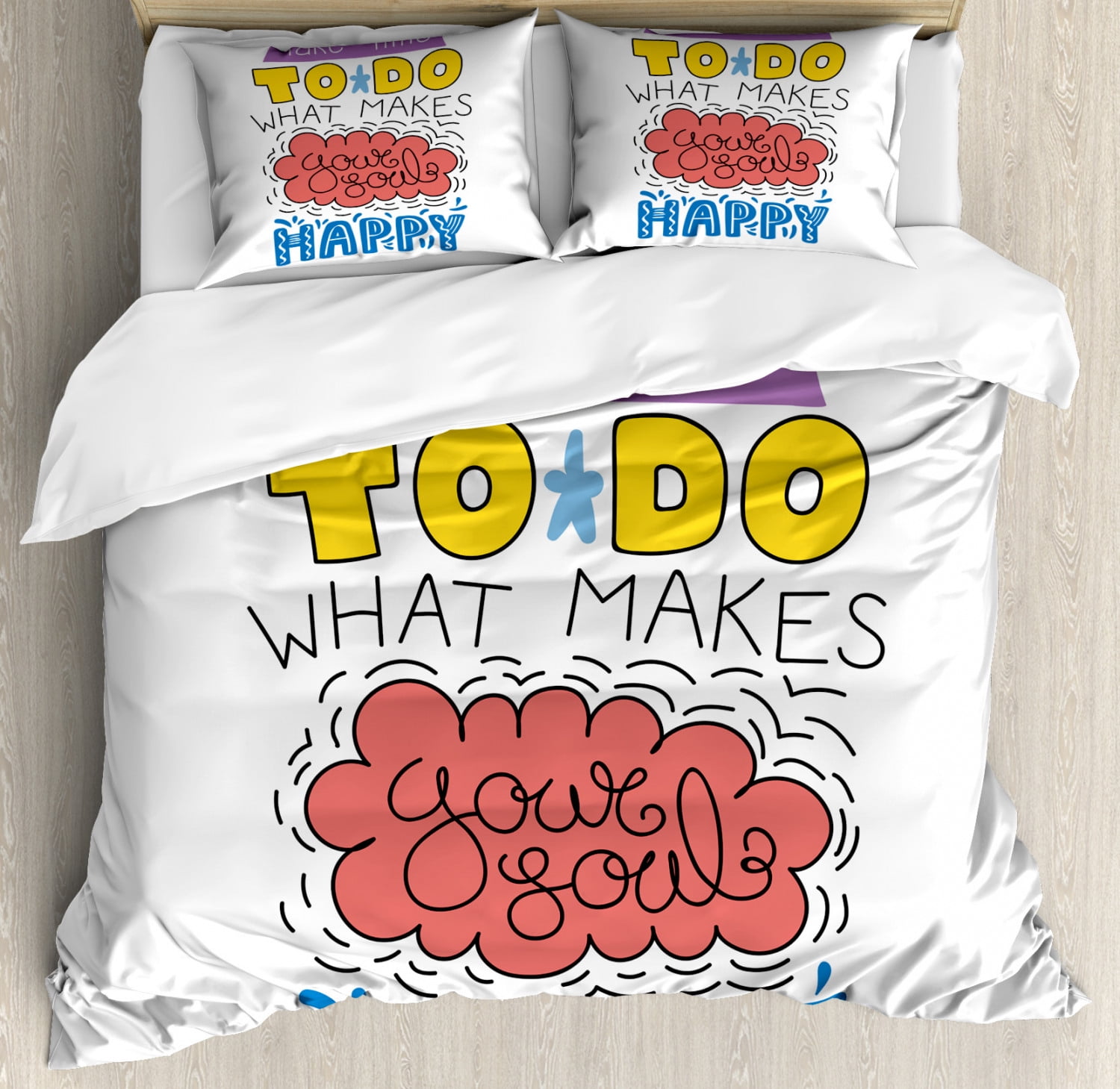 Inspirational Queen Size Duvet Cover Set, Take Time to do What Makes ...