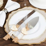 BalsaCircle Silver Wedding Cake Knife and Server Set Natural Jute Lace ...