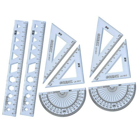 Math Geometry Tools, 4 Pieces Scale Ruler Set, Includes Linear Ruler ...