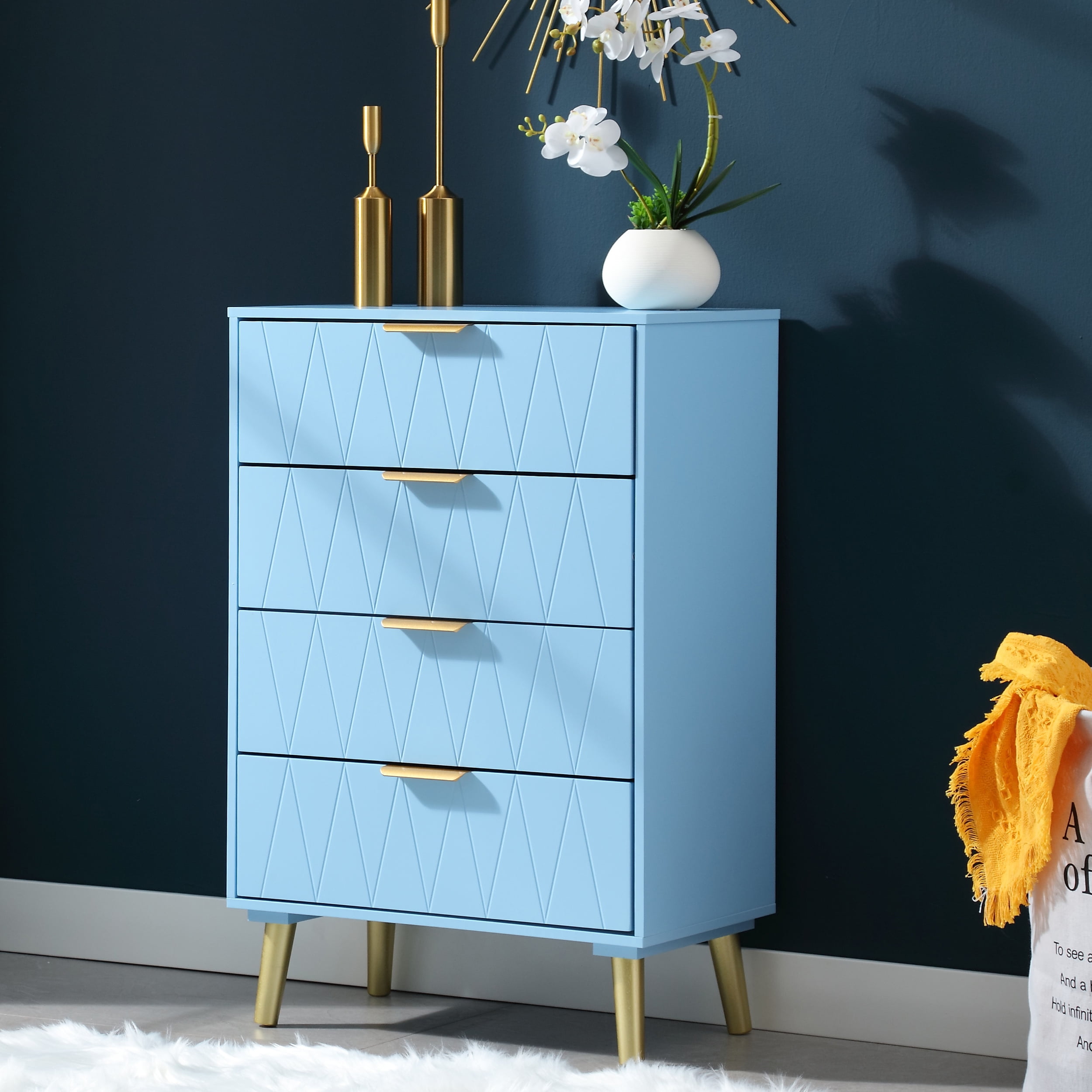 NOVALLA 4 Drawer Dresser, Chest of Drawers, Modern Dresser with Storage ...