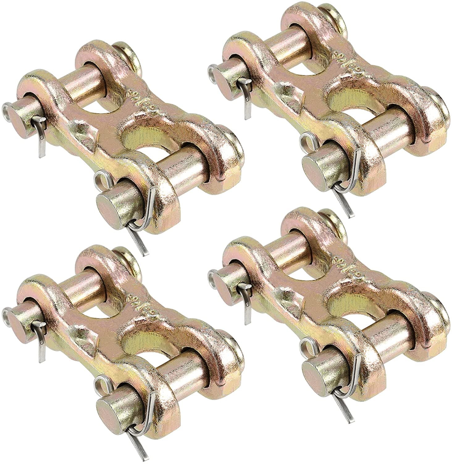 ZEONHAK 4 Packs 3/8 Inch Double Clevis, Zinc-Plated Safety Twin Clevis ...