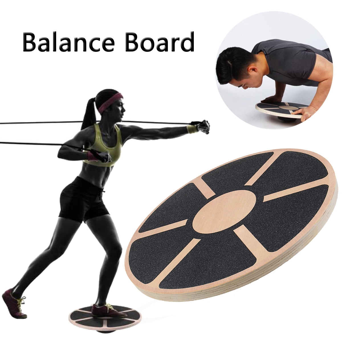 LeTEK FITNESS Wooden Wobble Balance Board Exercise Balance Trainer ...