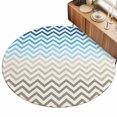Blue Gradient Ripple Zigzag Chevron Round Rug 3ft Abstract Geometric ...