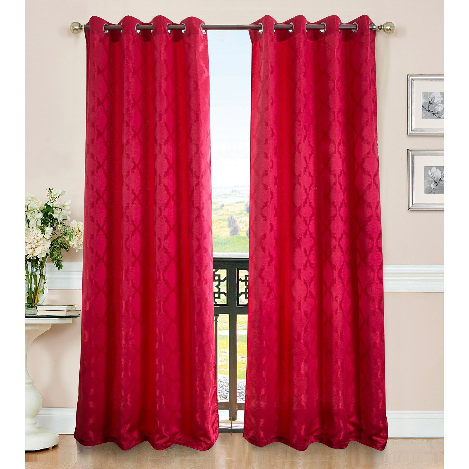 Lenny 54 x 90 in. Grommet Single Curtain Panel, Red - Walmart.com