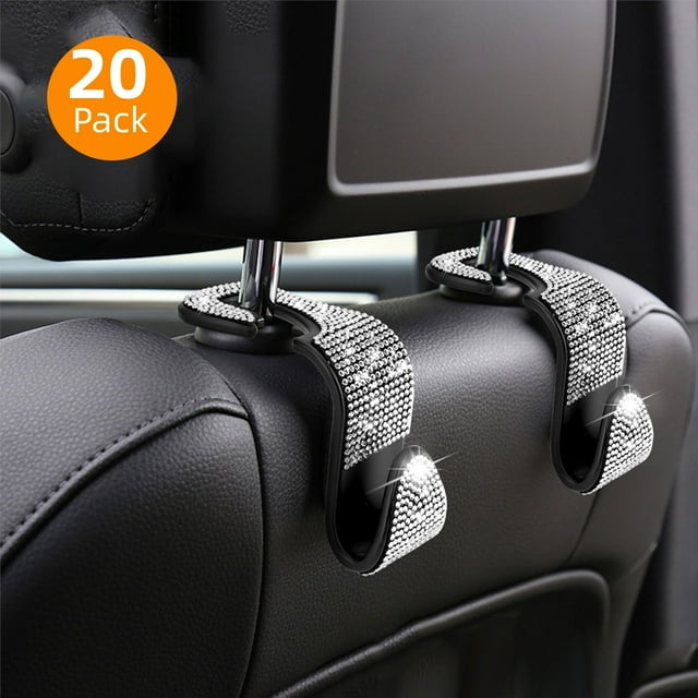 20 Pack Car Seat Hooks, Bling Car Rhinestone Headrest Hooks, Universal ...