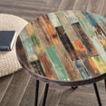 Greenage Reclaimed Wood End Table, 18" x 18" x 20" H, Brick Round ...