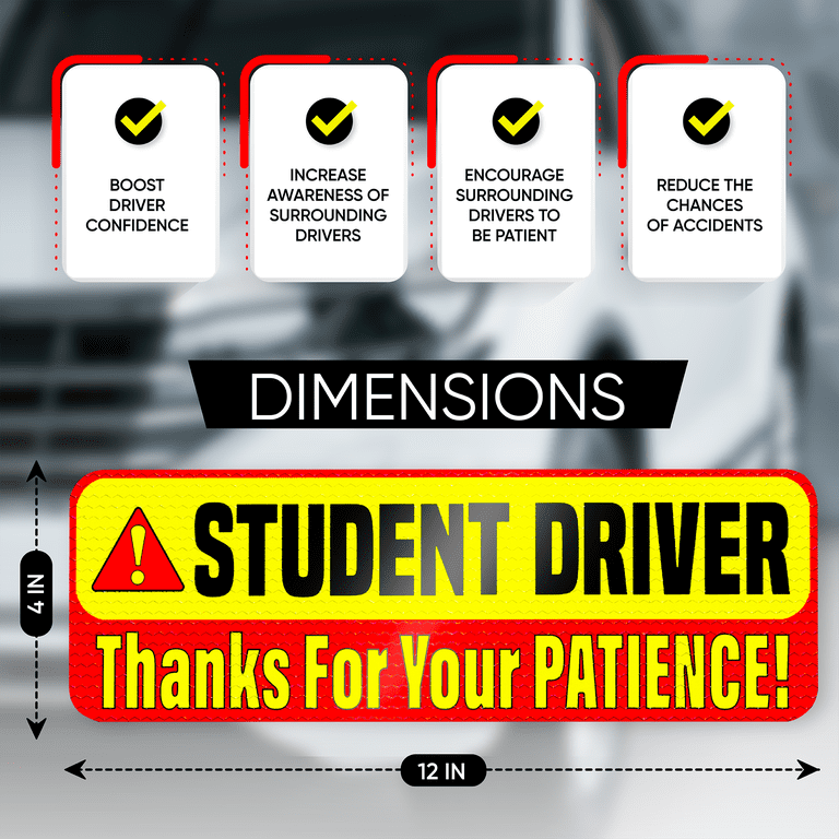Student Driver Sticker Magnet For Car Student Driver Car Magnets (3 ...
