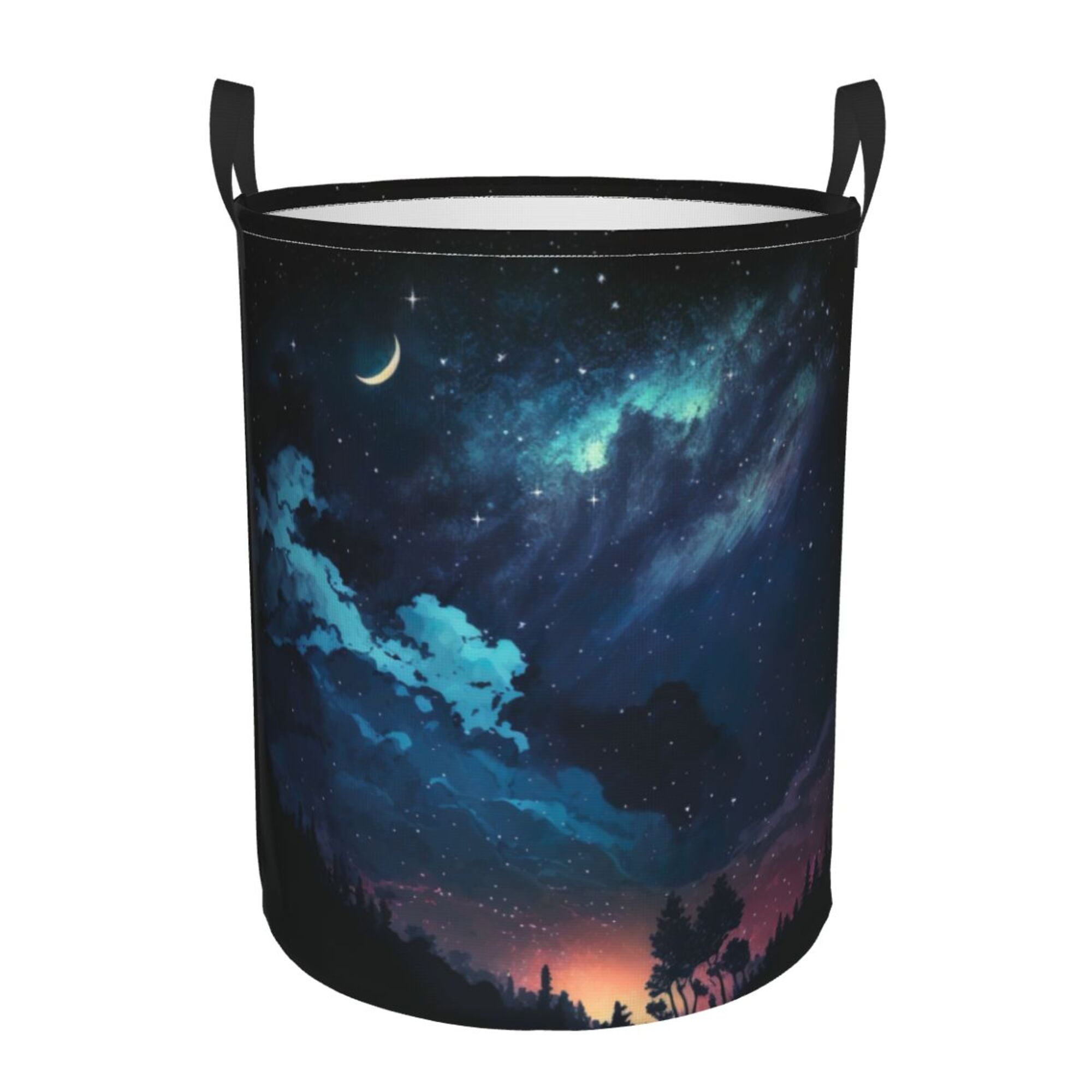 XMXY Round Laundry Basket Organizer, Fantasy Moon Waterproof ...
