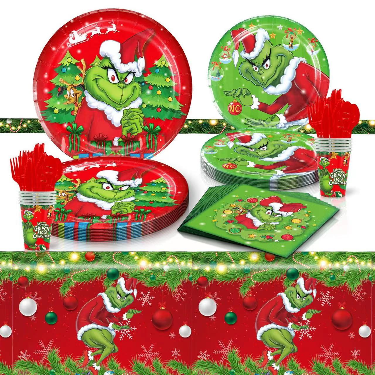 Christmas Grich Tableware Set,Christmas Party Supplies Serves 20Guests ...