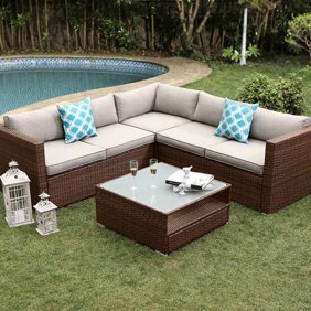 Mainstays Asher Springs Outdoor 4-Piece Sectional Sofa Set - Walmart.com