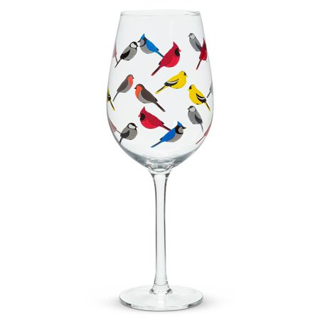 Abbott Collection AB-27-FLOCK-GOB 9.5 in. Multi Birds Wine Glass, Multi ...