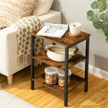 Small Round 2 Tier Wooden Side End Table for Small Spaces Bedroom ...