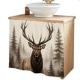 Brown Elk Cabinet Curtains 35"W x 35"L, Farm Pine Forest Tree Wildlife ...