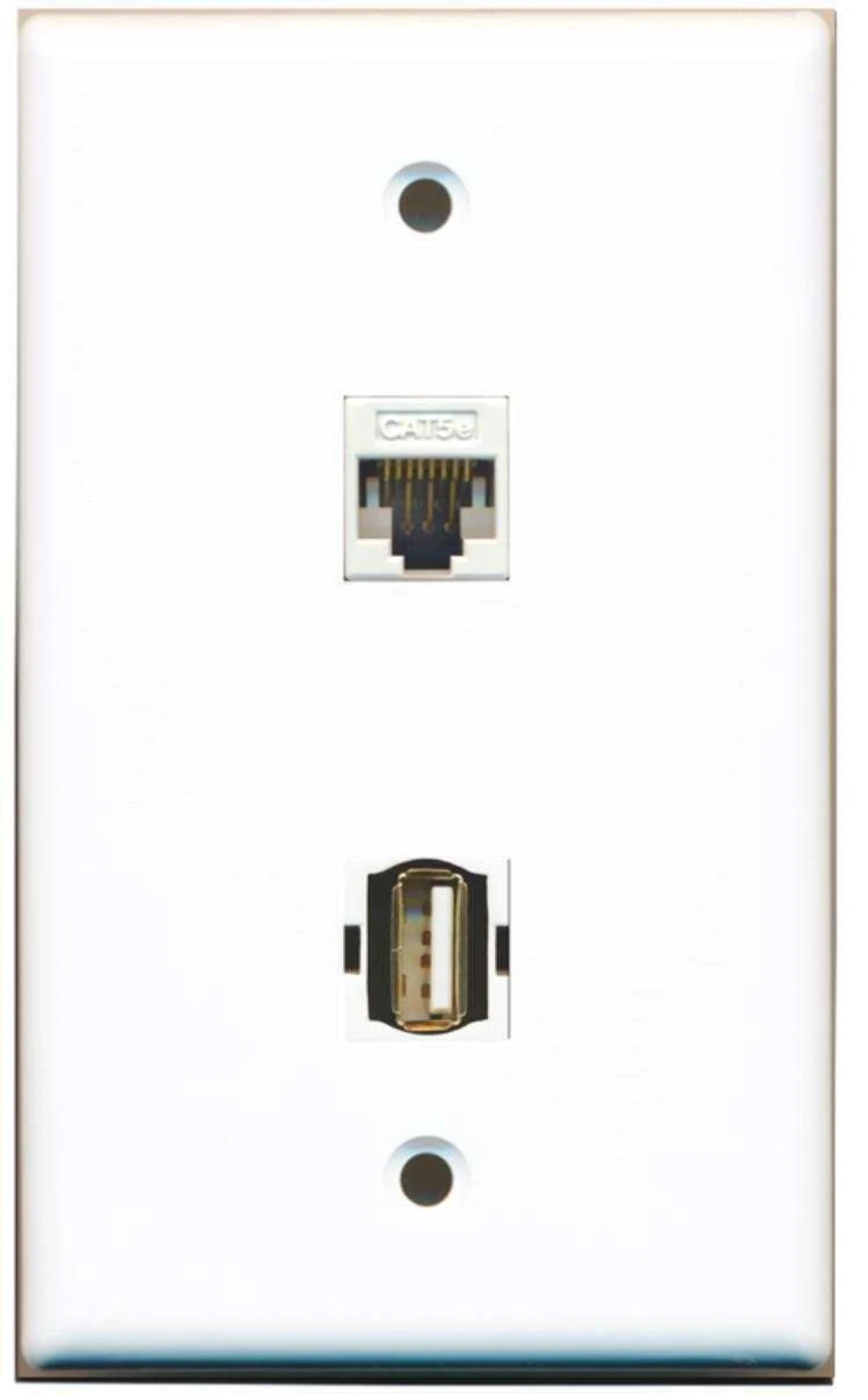 Ultra Spec Cables 1 USB CAT5E ETHERNET PORT WALL PLATE FLAT SOLID ...