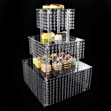 8-Tier Wedding Cake Stand Pedestal Tower with LED Lights (No Fountain ...