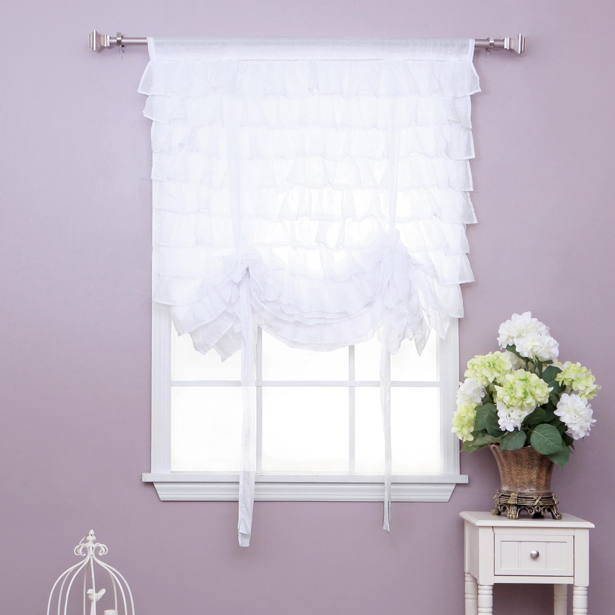 Quality Home Ruffle Shade - White - 42" x 63" (Single Panel) - Walmart.com