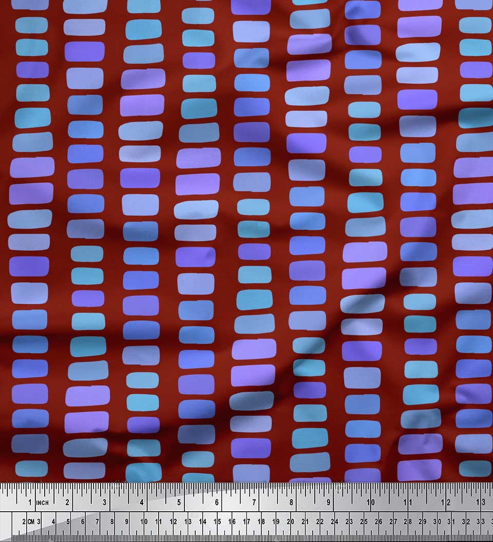 Soimoi Red polyester Crepe Fabric Brush Stroke Abstract Print Fabric by ...