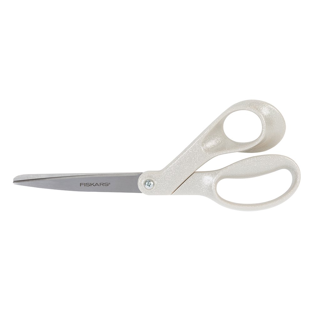 Fiskars 8 Inch Premier Bent Scissors - Sparkle White Glitter - Walmart ...