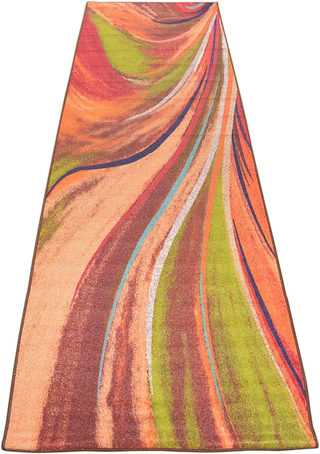 Abstract Rainbow Waves Multi Color Runner Rug Slip Skid Resistant ...
