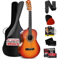 Pyle Left-Handed 3/4 Size Beginner Acoustic Guitar Kit – 36" Junior All ...