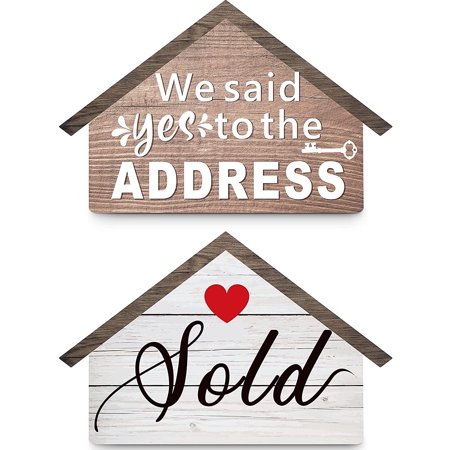 Real Estate House-Shaped Sold Sign We Said Yes to The Address Prop Sold ...
