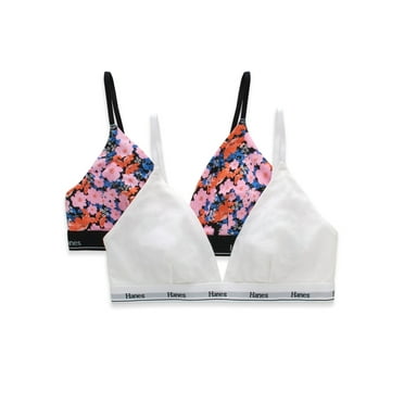 Hanes Originals Women's Cropped Bralette, Breathable Stretch Cotton, 2 ...