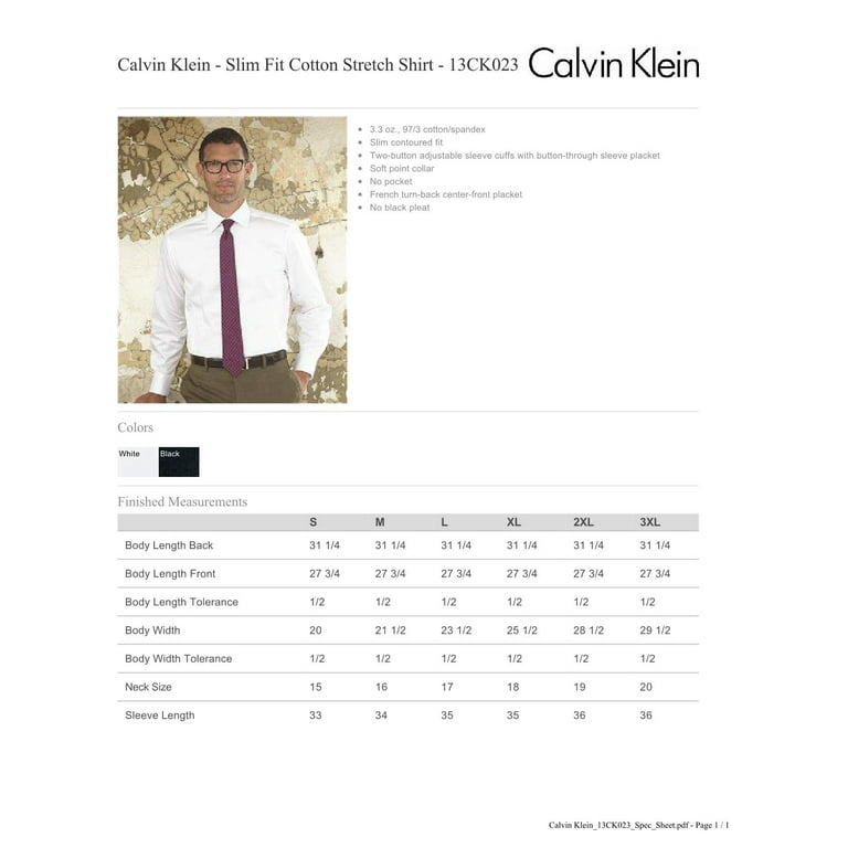 Calvin Klein Mens Shirt Size Chart Genuine Rare | www.pinnaxis.com