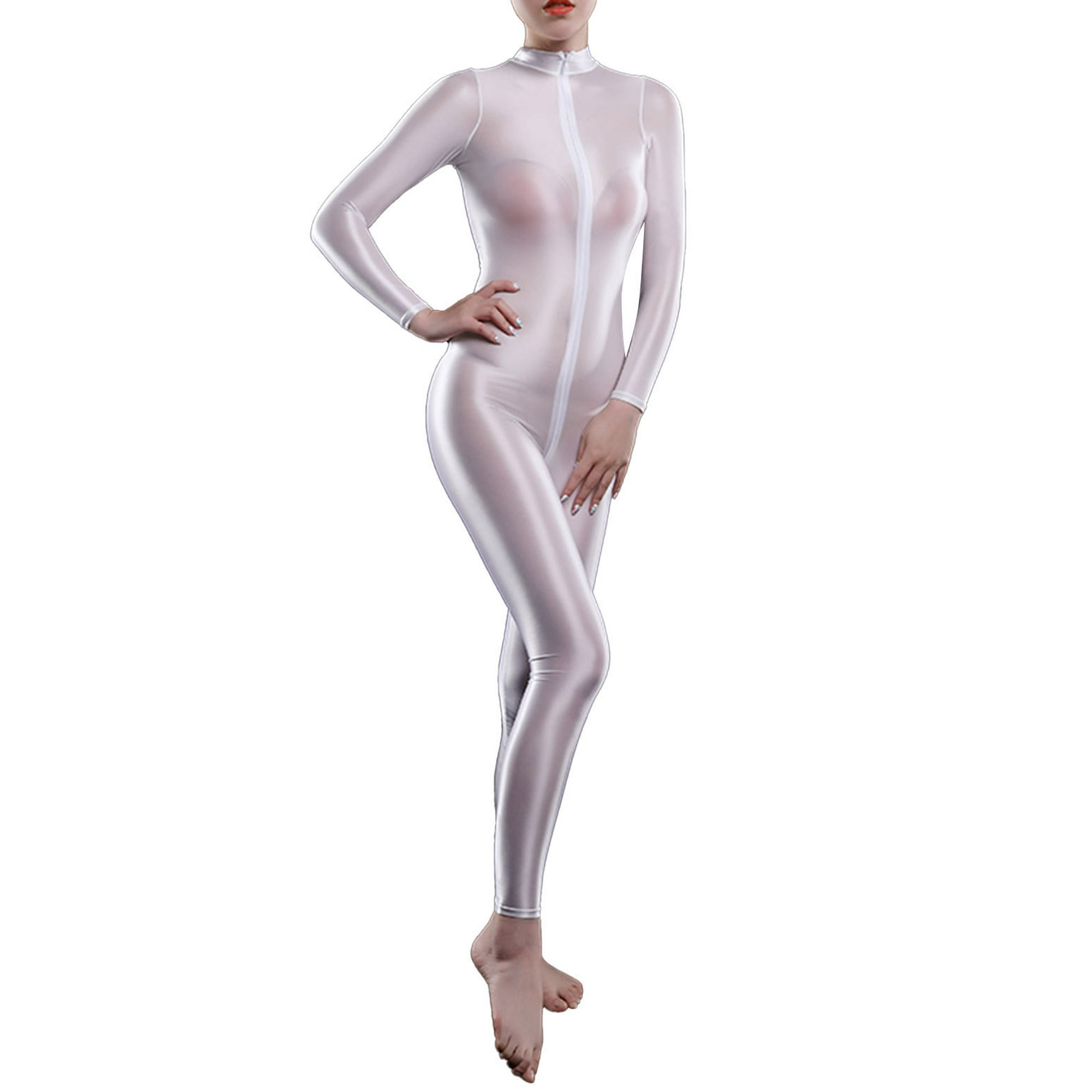 Click here for Iiniim Womens Shiny Spandex Unitard High Neck Long... prices