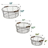 Set of 3 Wire Basket with Wooden Handles - Vintage Style - By Blue ...