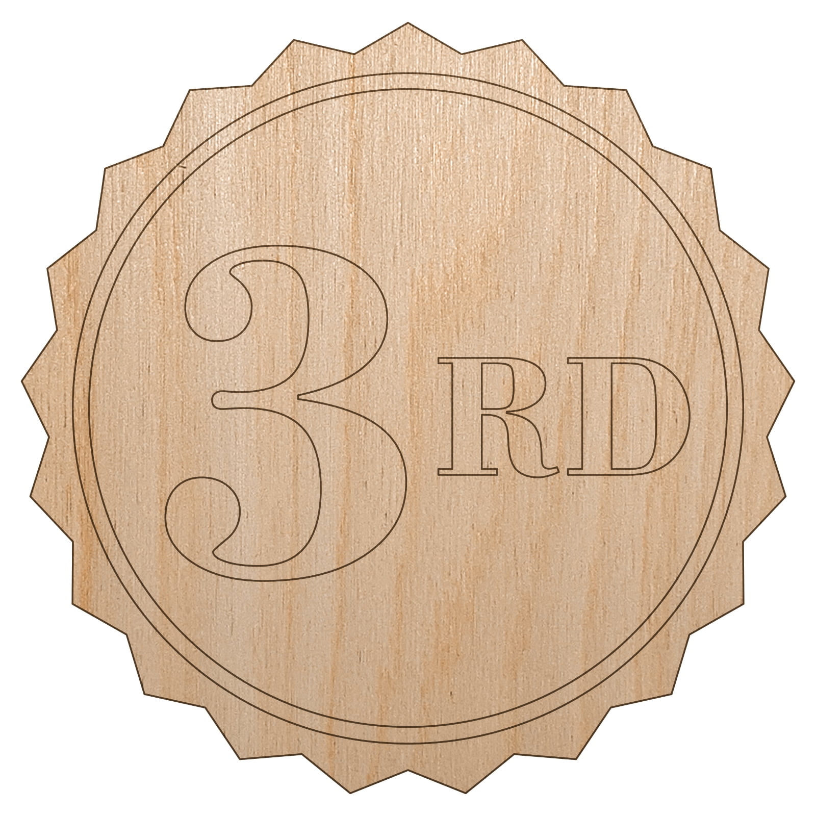 Third 3rd Place Circle Award Wood Shape Unfinished Piece Cutout Craft ...