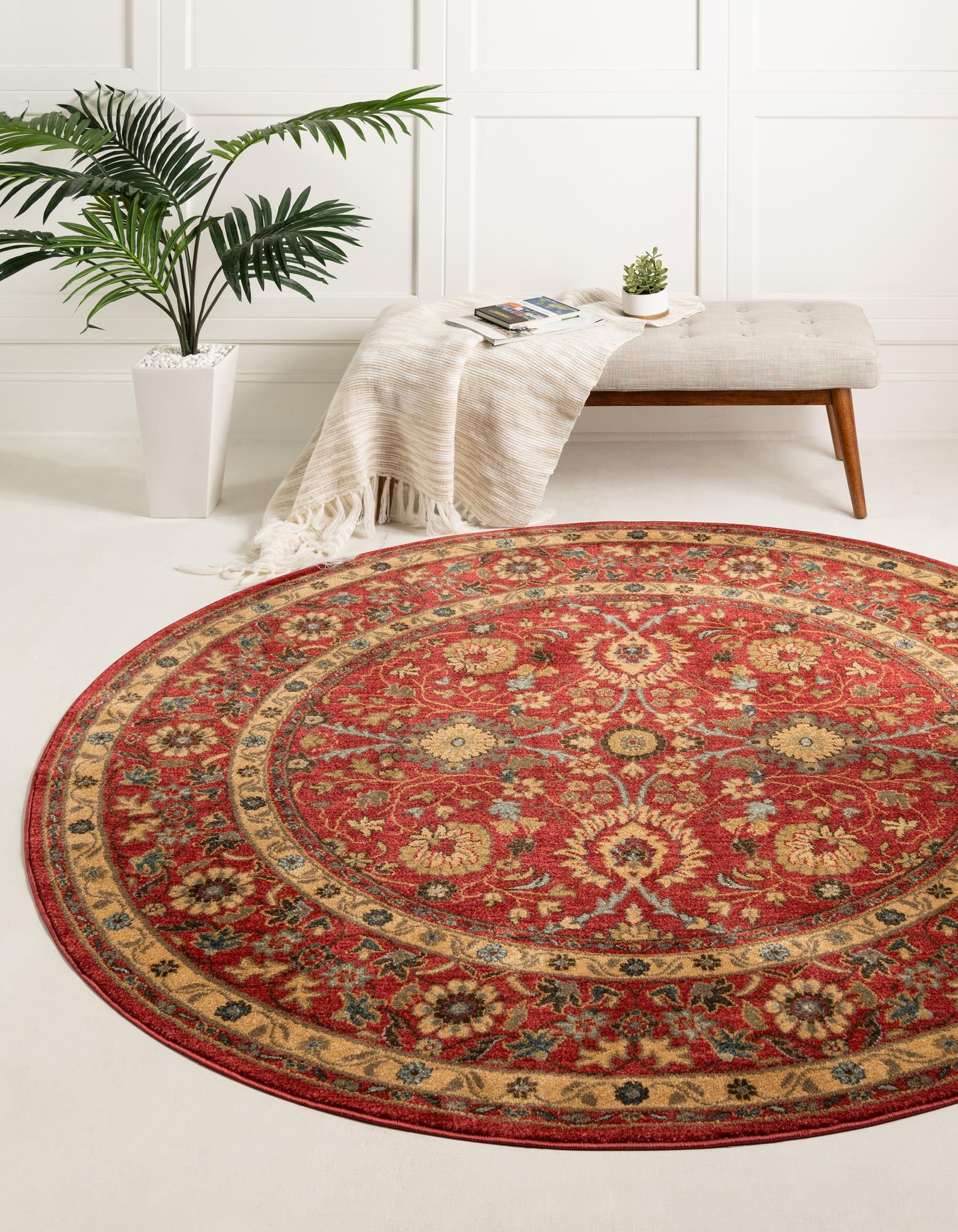 Rugs.com Chelsea Collection Rug – 6' Round Red Medium Rug Perfect For ...