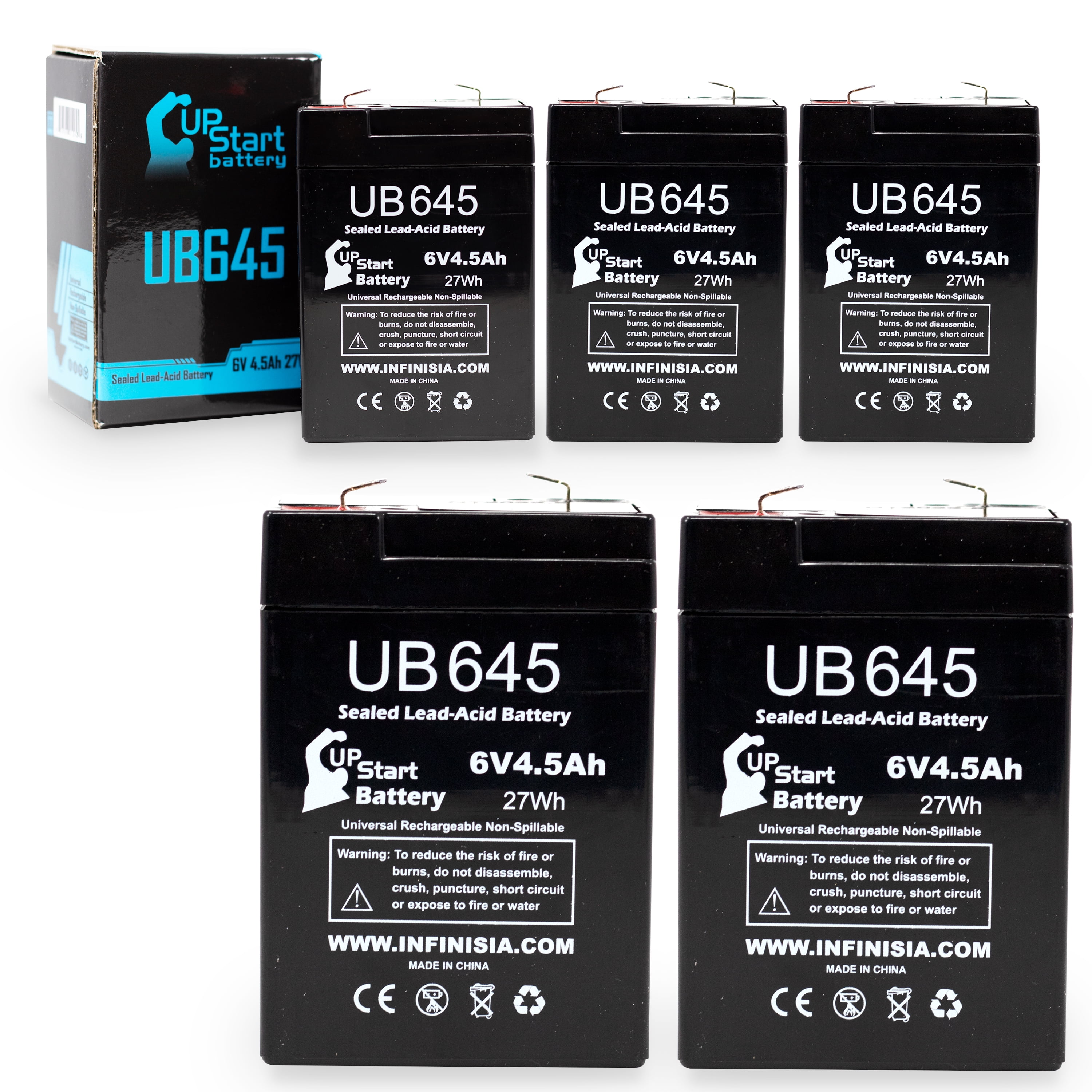 5x Pack - Compatible Emergi-lite 6M5 Battery - Replacement UB645 ...