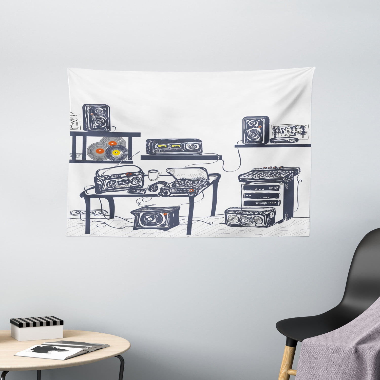 Modern Tapestry, Recording Studio with Music Devices Turntable Records ...