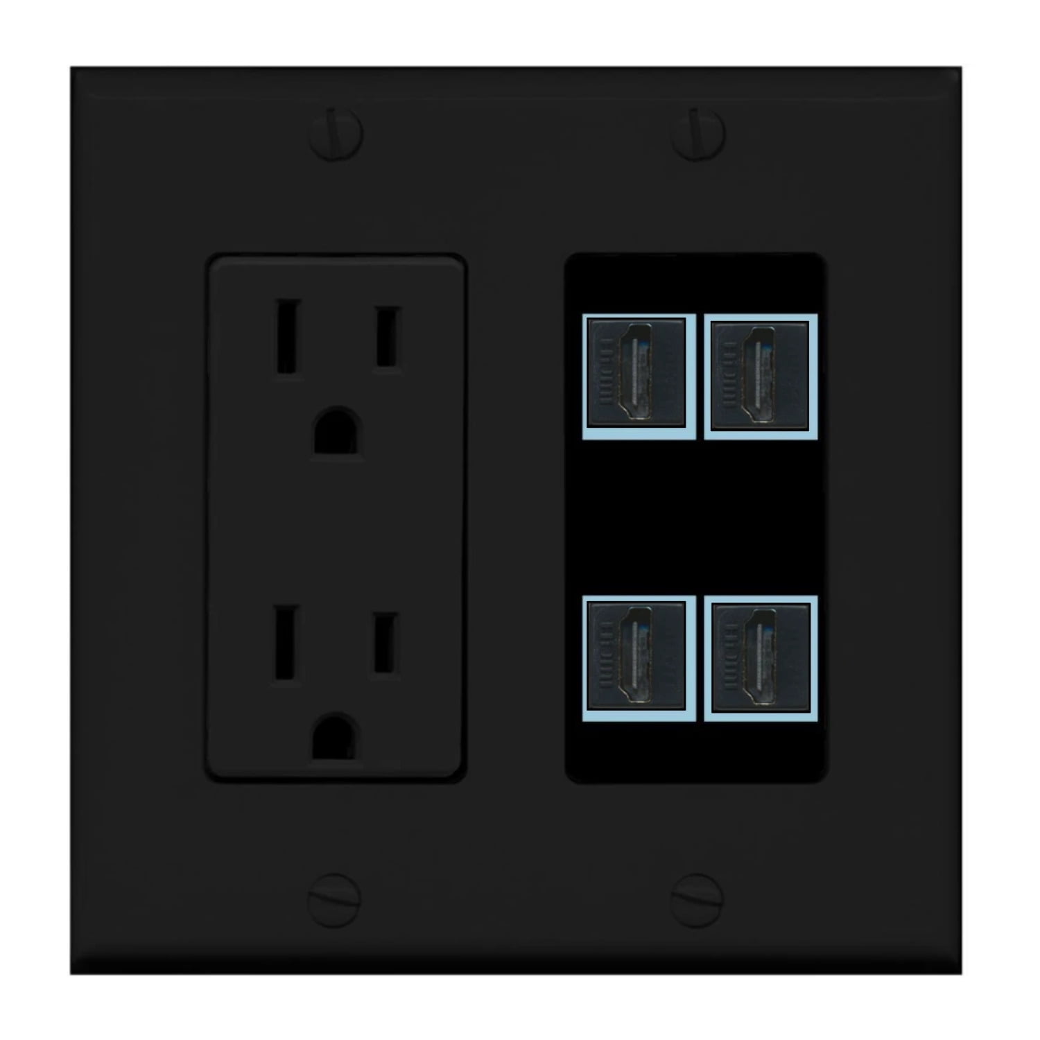 Ultra Spec Cables 4 Port Custom Keystone Wall Plate w/DecorZ Power ...