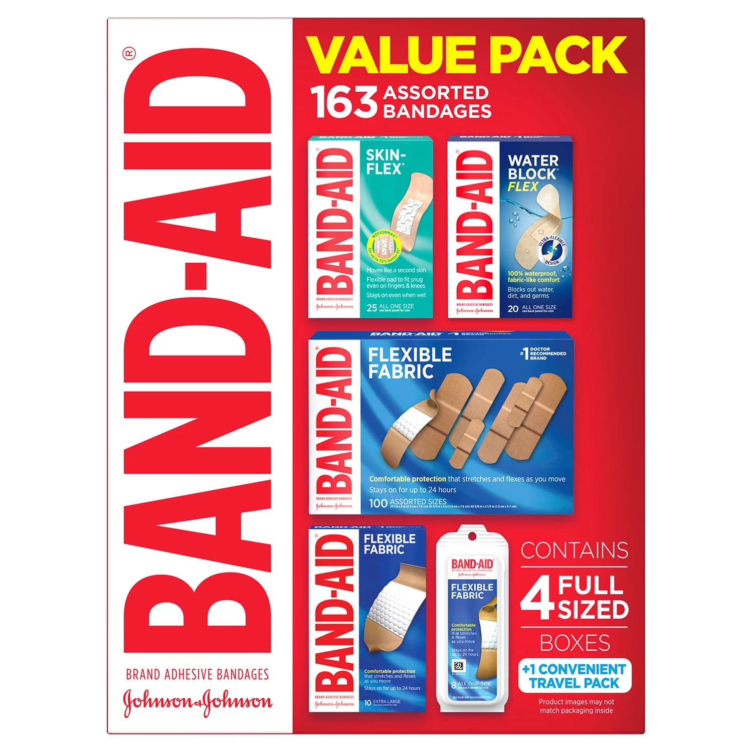 Band-Aid Brand Variety Pack Adhesive Bandages (163 Count) - Walmart.com