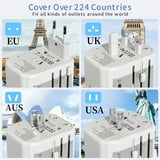 PIGADA Universal Travel Adapter, 6-in-1 International Plug, 2400W Smart ...