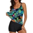 JBEELATE Womens Print Strappy Blouson Tankini Sets with Boyshort ...