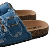 Roxoni Women's Comfort Flat Sandals, Double Buckle Straps, Suede ...