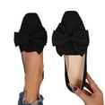 Black Women Fashion Casual Shoes With Square Toe And Bow Accent For ...