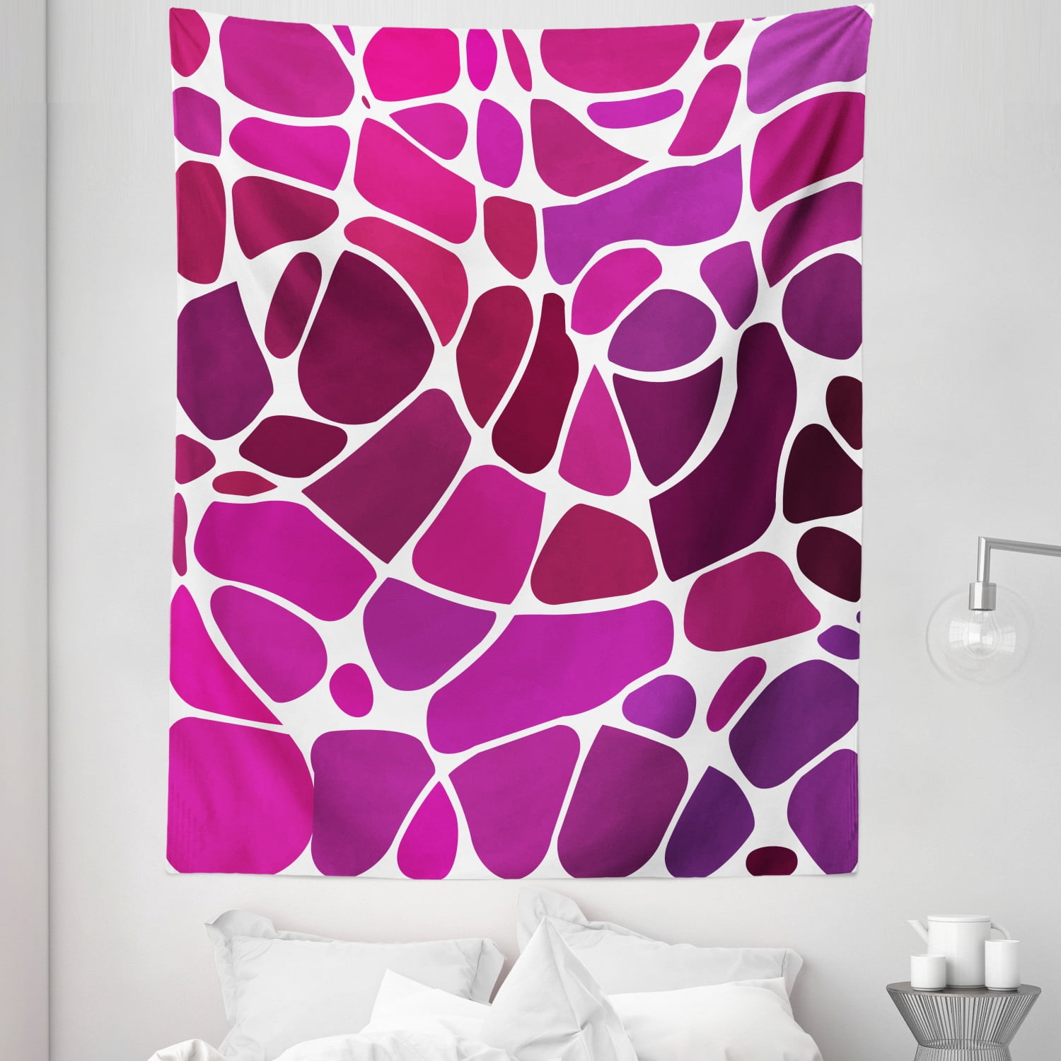 Purple and Pink Tapestry, Abstract Mosaic with Stained Glass Pattern ...