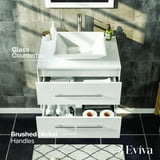 Totti Wave 24" White Modern Bathroom Vanity w/ Super White Man-Made ...