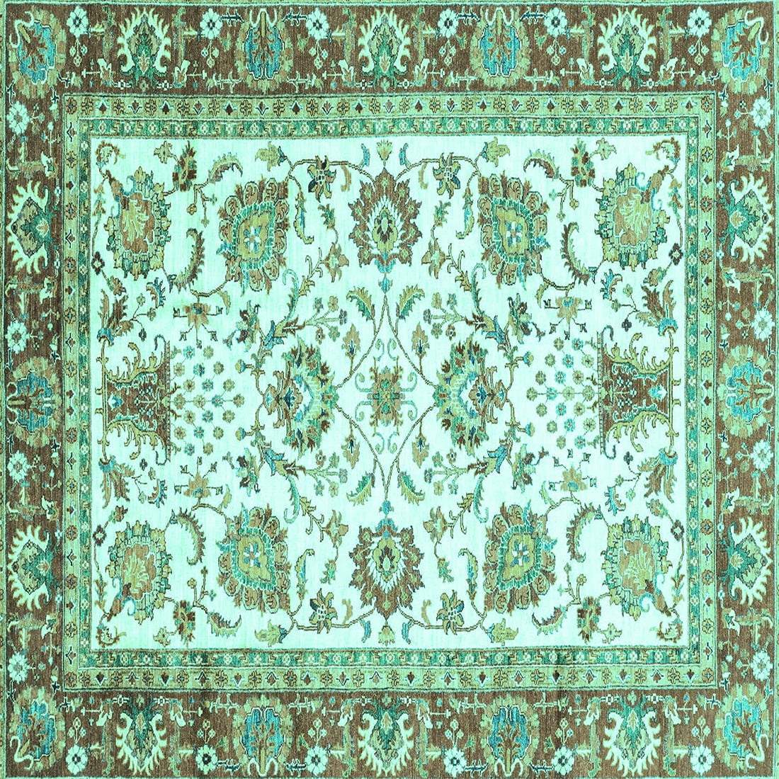 Ahgly Company Indoor Square Abstract Turquoise Blue Modern Area Rugs, 6 ...