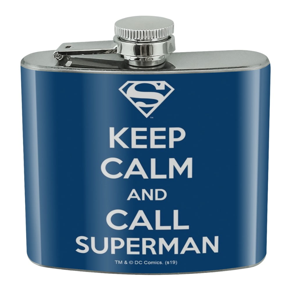 Superman Keep Calm and Call Stainless Steel 5oz Hip Drink Kidney Flask ...