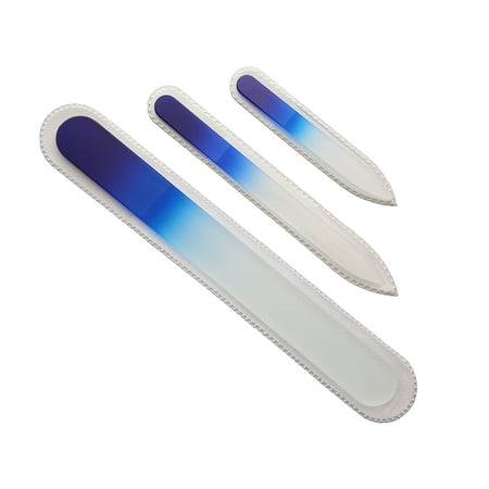 3 Piece, Genuine Czech, Etched, Crystal Glass, Manicure Nail File Set ...